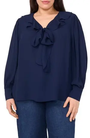 CECE DUPRAZ Ruffle Tie Neck Top
