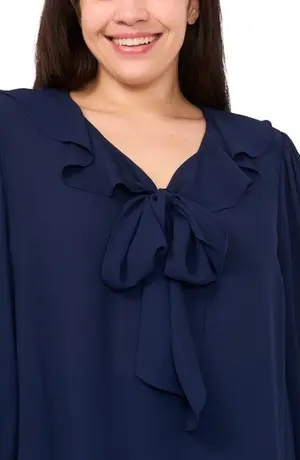 CECE DUPRAZ Ruffle Tie Neck Top