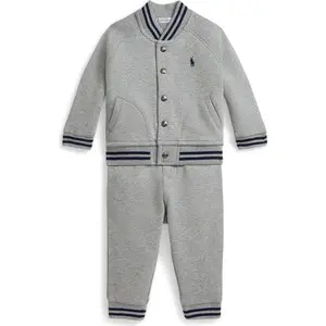 Ralph Lauren Fleece Baseball Jacket And Pants Set - Andover Heather