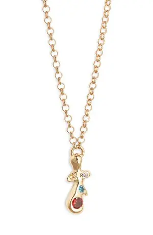 FARIS Form Stone Pendant Necklace - Gold Plated Bronze