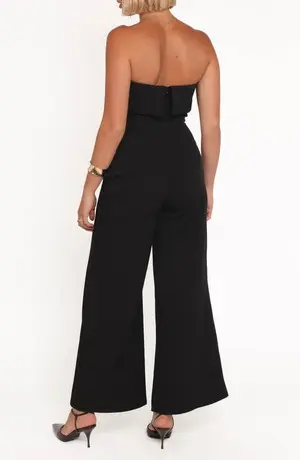 PETAL & PUP Strapless Wide Leg Jumpsuit