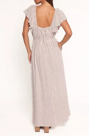 PETAL & PUP Martin Stripe Cap Sleeve Maxi Dress