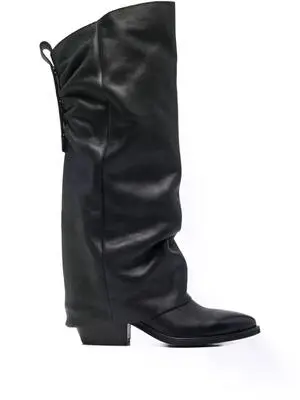GISEL MOIRE Hunter Point-toe Heeled Boots