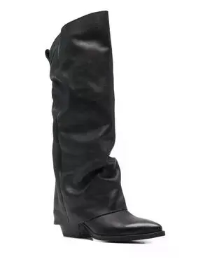 GISEL MOIRE Hunter Point-toe Heeled Boots