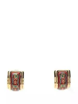 Hermès 20th Century Enamel Clip On Costume Earrings - Red