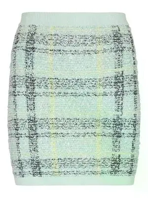 Balmain Mini Plaid Skirt - Green
