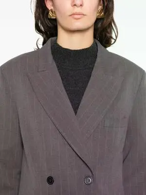 THE NINA STUDIO Jessy Pinstripe Double-breasted Blazer