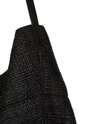 Balmain Raffia And Calfskin Track Tote Bag