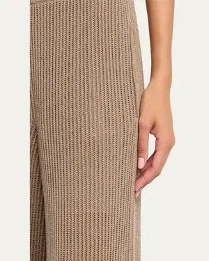 Brunello Cucinelli Metallic Cotton Rib Wide-leg Trousers