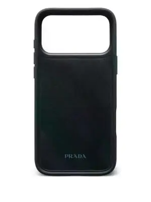 Prada Triangle-logo Leather Iphone 17 Pro Max Case - Red