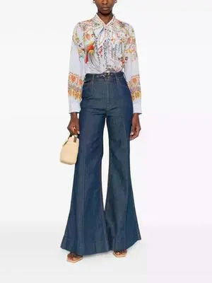 Etro Tie-neck Bird-print Blouse