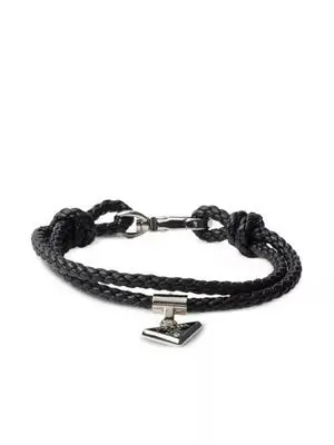 Prada Triangle-logo Leather Bracelet - Silver