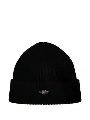 Gant Logo Cotton Blend Beanie - Black