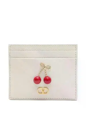 Valentino Garavani Cherryfic Leather Card Holder - Neutrals