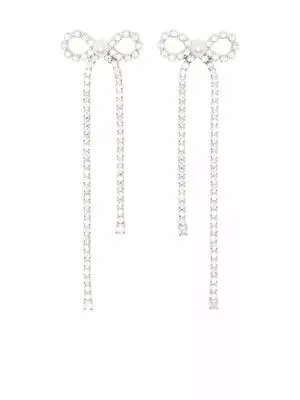 SELF-PORTRAIT Crystal-embellished Bow Drop Earrings - Silver