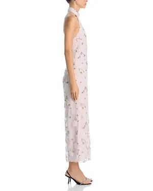 ROTATE BY BIRGER CHRISTENSEN Floral Beaded Maxi Dress