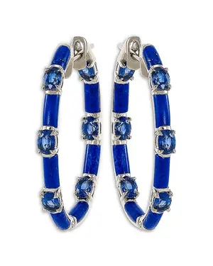 Etho Maria 18k White Gold, Sapphire And Lapis Lazuli Hoop Earrings - Blue
