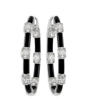 Etho Maria 18k Onyx & Diamond Hoop Earrings - White Gold