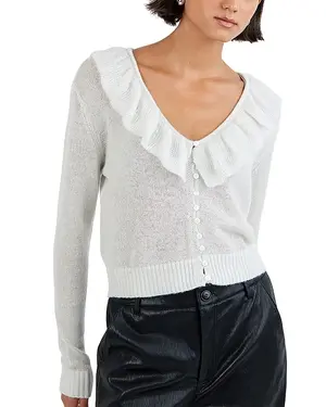 Bella Dahl V-neck Ruffle Cardigan Sweater