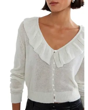 Bella Dahl V-neck Ruffle Cardigan Sweater