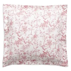 PETITE PLUME Timeless Toile Percale Sham, Euro - Pink