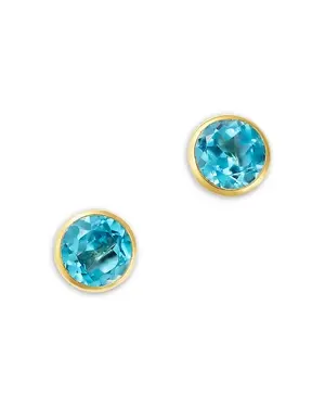 Bloomingdale'S 14k Yellow Gold Gemstone Stud Earrings - Blue