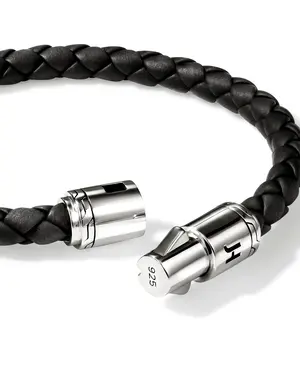 John Hardy Sterling And Leather Bracelet - Silver