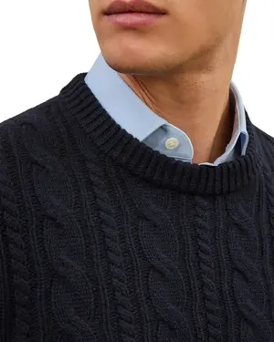 REISS Cashmere Cable Knit Crewneck Sweater