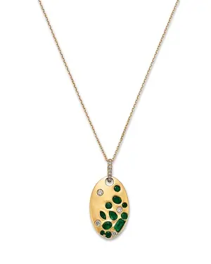 Bloomingdale'S Emerald And Diamond Pendant Necklace - Green/gold