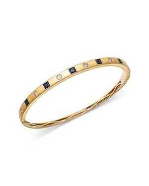 Bloomingdale'S Emerald And Diamond Bangle Bracelet - Blue/gold