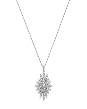Bloomingdale'S 14k Diamond Starburst Pendant Necklace - White Gold