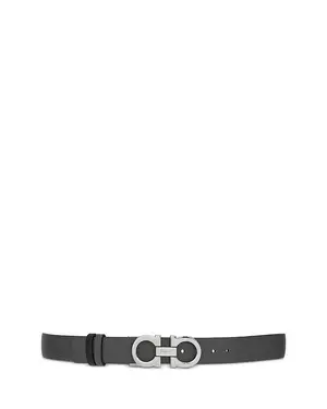 FERRAGAMO Donna Reversible Leather Belt - Grey