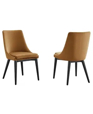 MODWAY Viscount Accent Performance Velvet Dining Chairs, Set Of 2 - Cognac