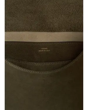 TOTEME T Lock Suede Satchel - Dark Brown