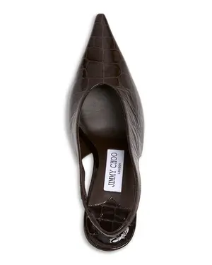 JIMMY CHOO Isa Croc Effect Slingback Pumps - Sambuco