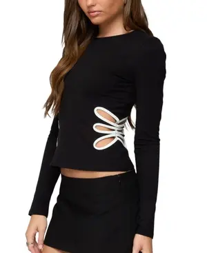 EDIKTED Contrast Cut Out Long Sleeve Top