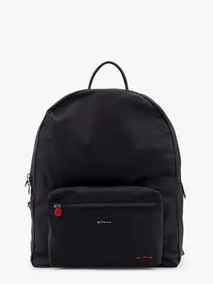 Kiton Nylon Backpack With Metal Logo - Black