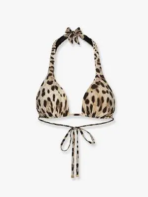 Dolce & Gabbana Bikini Top With Metal Details - Animal Print
