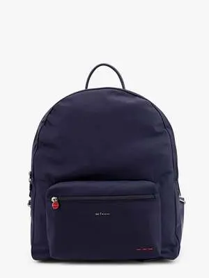 Kiton Nylon Backpack With Metal Lettering Logo - Blue