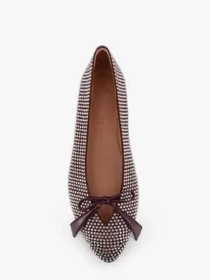 Attico Kali Rhinestone Embellished Satin Ballerinas - Brown