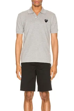 Play Comme Des Garcon Cotton Polo With Black Emblem