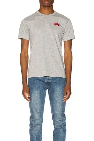 Play Comme Des Garcon Double Heart Tee - Grey