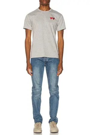 Play Comme Des Garcon Double Heart Tee - Grey