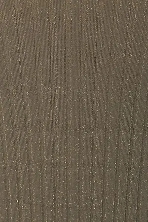 LESET Ribbed Long Sleeve Maxi Dress With Metallic Detailing - Moss
