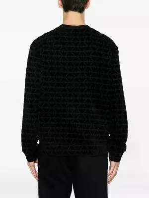 Emporio Armani Logo-embroidered Patterned Sweatshirt
