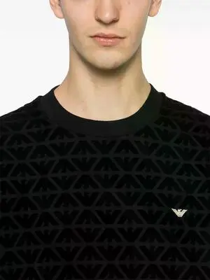 Emporio Armani Logo-embroidered Patterned Sweatshirt