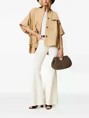 TWINSET Cotton Gabardine Woven Poncho