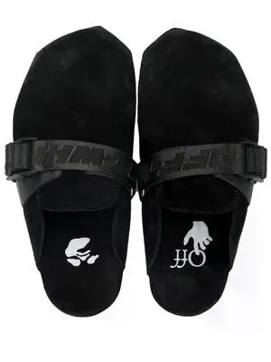 Off-White Debossed Logo Buckled Mules