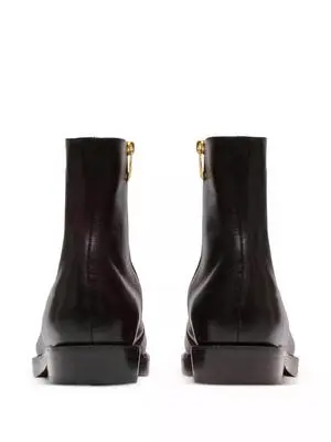 Balmain Square-toe Leather Boots With Gold Cap Toe