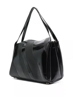 THEMOIRE Eudora Diagonal-stripe Shoulder Bag - Black